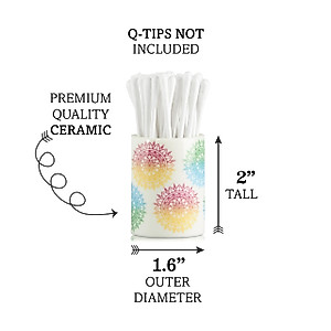 Home Haven Qtip Holder - Boho Mandelas Design - Q Tip Holder for Bathroom, Floss Pick Holder, Cotton Swab Holder, Bathroom Sink Decor, Flosser Holder, Bathroom Vanity Decor, Cute Bathroom Decor