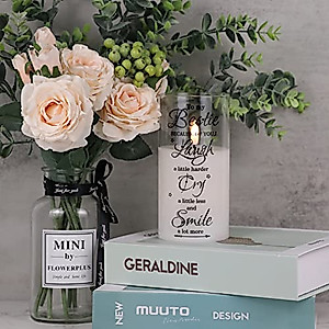 GenSwin Flameless Glass Candles Battery Operated to My Bestie Because of You I Laugh a Little Harder Thank You for Being My Unbiological Sisters Friendship Birthday Gift Bestie Friend Sister