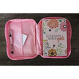 Princess Bible Cover for Girls, Zippered, with Handle, Canvas, Pink, Medium