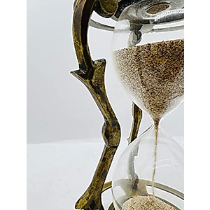 Royal Handicraft Zig-Zag Antique Timer Vintage Style Brass & Glass Sand Timer Hourglass Nautical Maritime Sand Clock. Dual Side Beautiful Engraved Design Unique Sand Brown