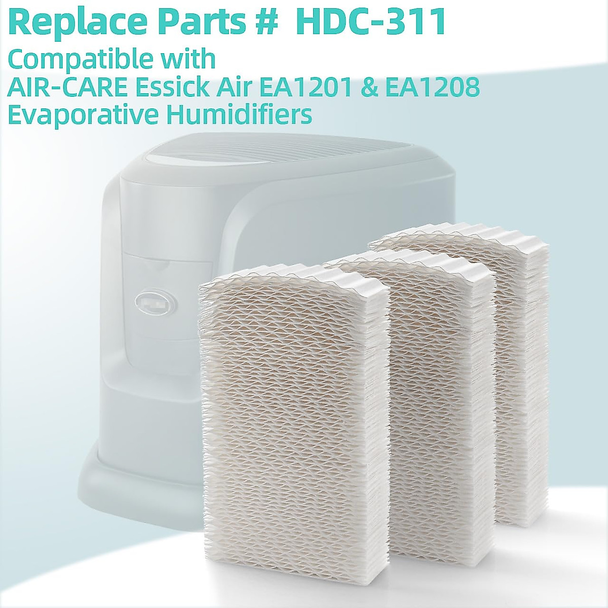 Alocs HDC311 Humidifier Super Filter Wick Replacement Compatible with AIR-Care Essick Air EA1201 & EA1208 Evaporative Humidifiers (3 Pack)
