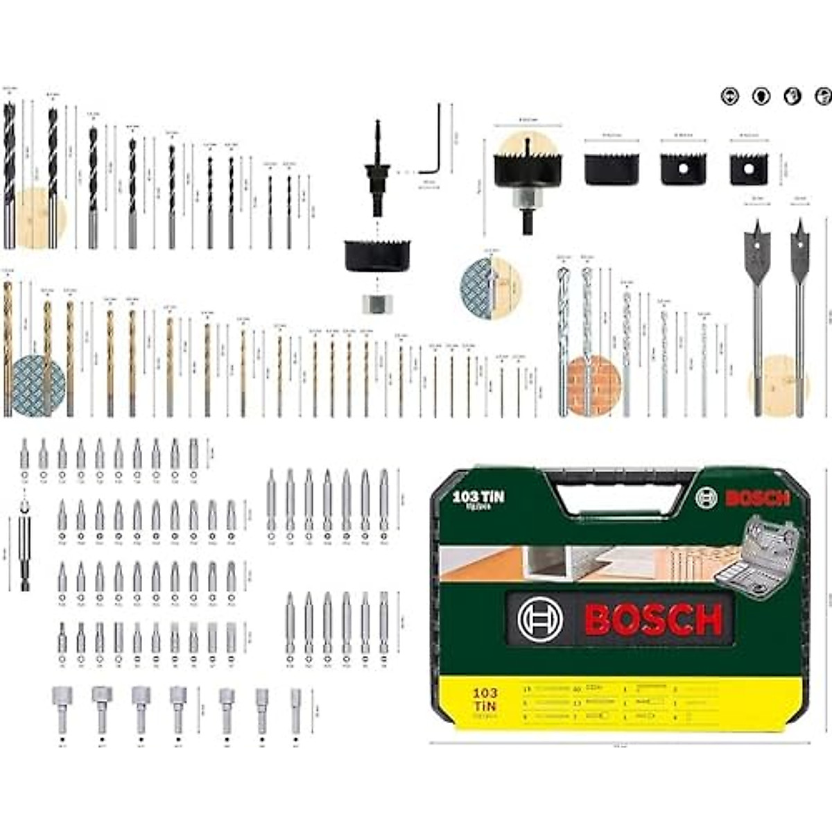 Bosch 2607017367 Drill Bit Set "V-Line Titanium" 103 Pcs