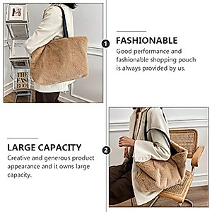 VALICLUD Large Work Tote Large Faux Fur Handbag Plush Bucket Tote Hobo Bag Oversize Fuzzy Fluffy Handle Satchel Fashion Shoulder Bag for Women Womens Laptop Tote