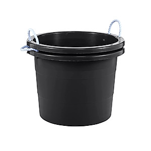 United Solutions 19 Gallon Rope Handle Tub, 2-Pack, Heavy-Duty Organization and Easy-Access Storage Tub, Multi-Purpose, Made with Rugged Plastic, Black