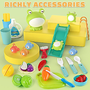 Dreamon Play Sink Toy with Running Water, Kids Play Kitchen Accessories with Automatic Water Circulation, Pool Floating Fishing Game, Toddler Kitchen Playset for Boys and Girls