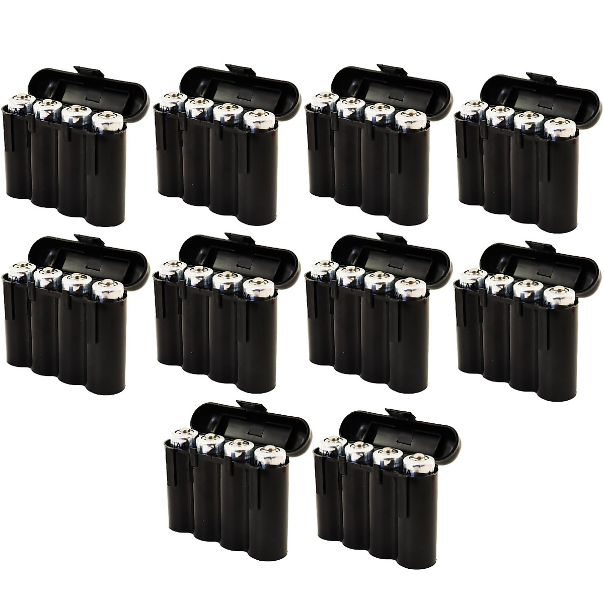 Powertron 10 Pack AA/AAA / CR123A Black Battery Holder Storage Cases