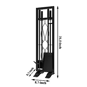 Fire Beauty Fireplace Tools Set 5 Pieces Fireside Accessories Fire Kit Stand Woodstove Tools Holder Wrought Iron Handle Indoor Fireset Stand