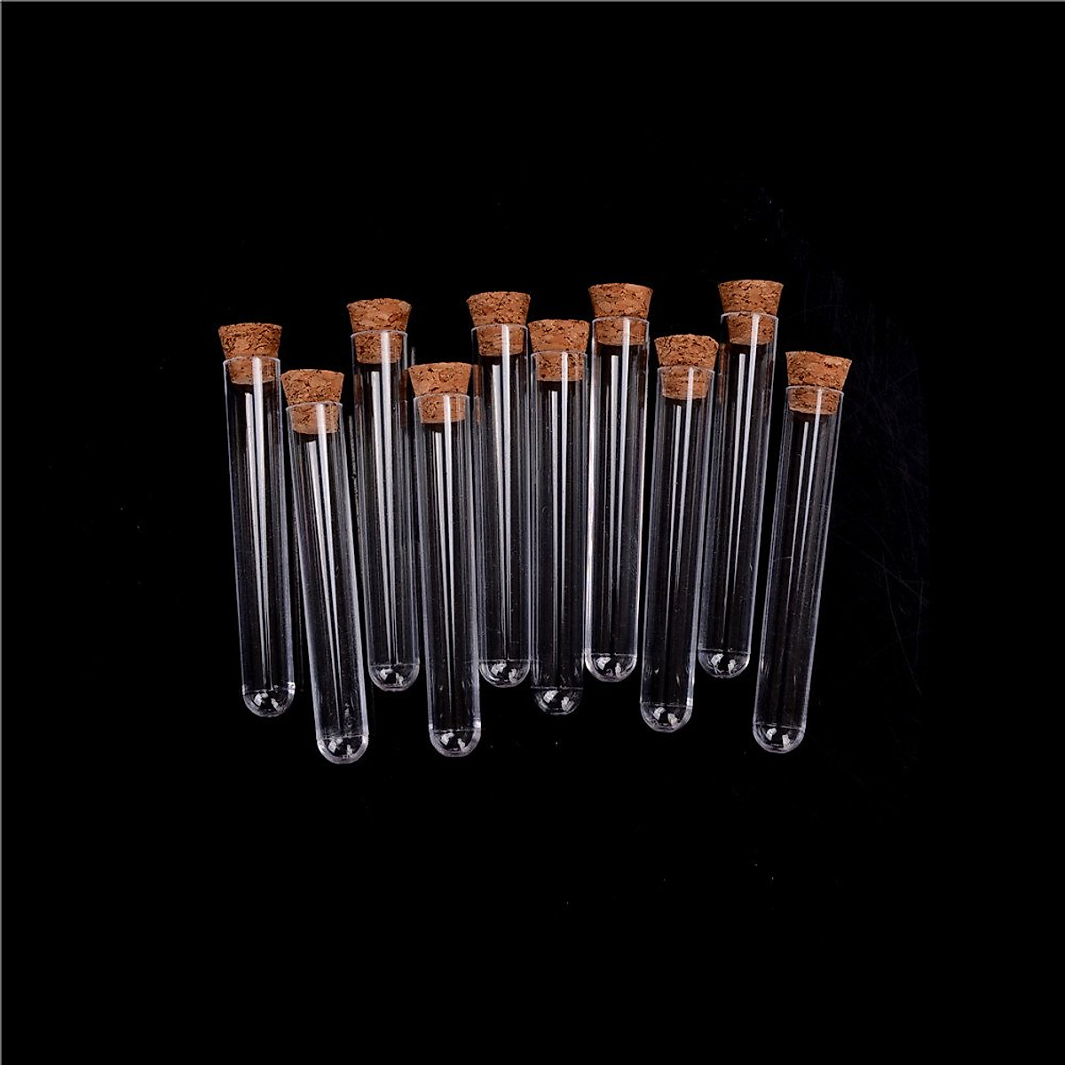 WarmShine 30 Pack 6ml Clear Plastic Test Tubes with Wood Cork Stoppers for Scientific Experiments Party Favor,12x75mm