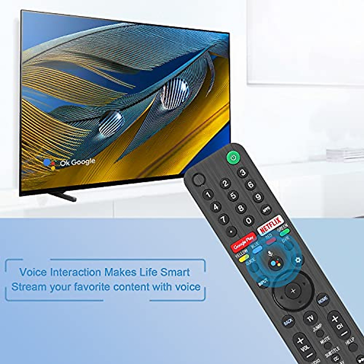 Gvirtue RMF-TX500U Universal Voice Remote Control for Sony Smart TV Bluetooth Remote, Replacement for Sony Bravia LED OLED 4K UHD HDR Android TV, with Google Play, Netflix Button