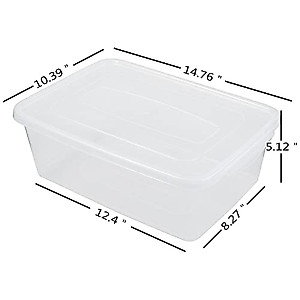 Nesmilers Clear Storage Boxs with Lids, 14 Quarts Latching Storage Totes Bins Set of 4