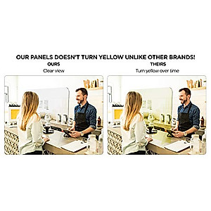 flybold Sneeze Guard for Desk Plexiglass Sheet - Barrier for Counter Acrylic Desk Divider - 92% Transparency Anti Fade Plastic Protective Shields for Office Furniture Partitions 48" X 32"