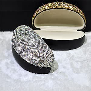 XianghuangTechnology Hard Shell Sunglasses Case,Bling Crystal Rhinestone Large Eyeglass Case Fits Most Sunglasses (White)