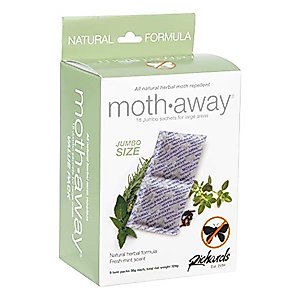 Richards Homewares Moth Away Herbal Non Toxic Natural Repellent, 18-Jumbo Sachets
