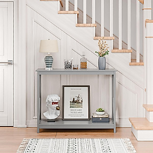 ZENY Console Table, Entryway Table, Narrow Sofa Table with 2-Tier Shelves, Entrance Table for Living Room, Entryway, Hallway, Foyer (Grey)