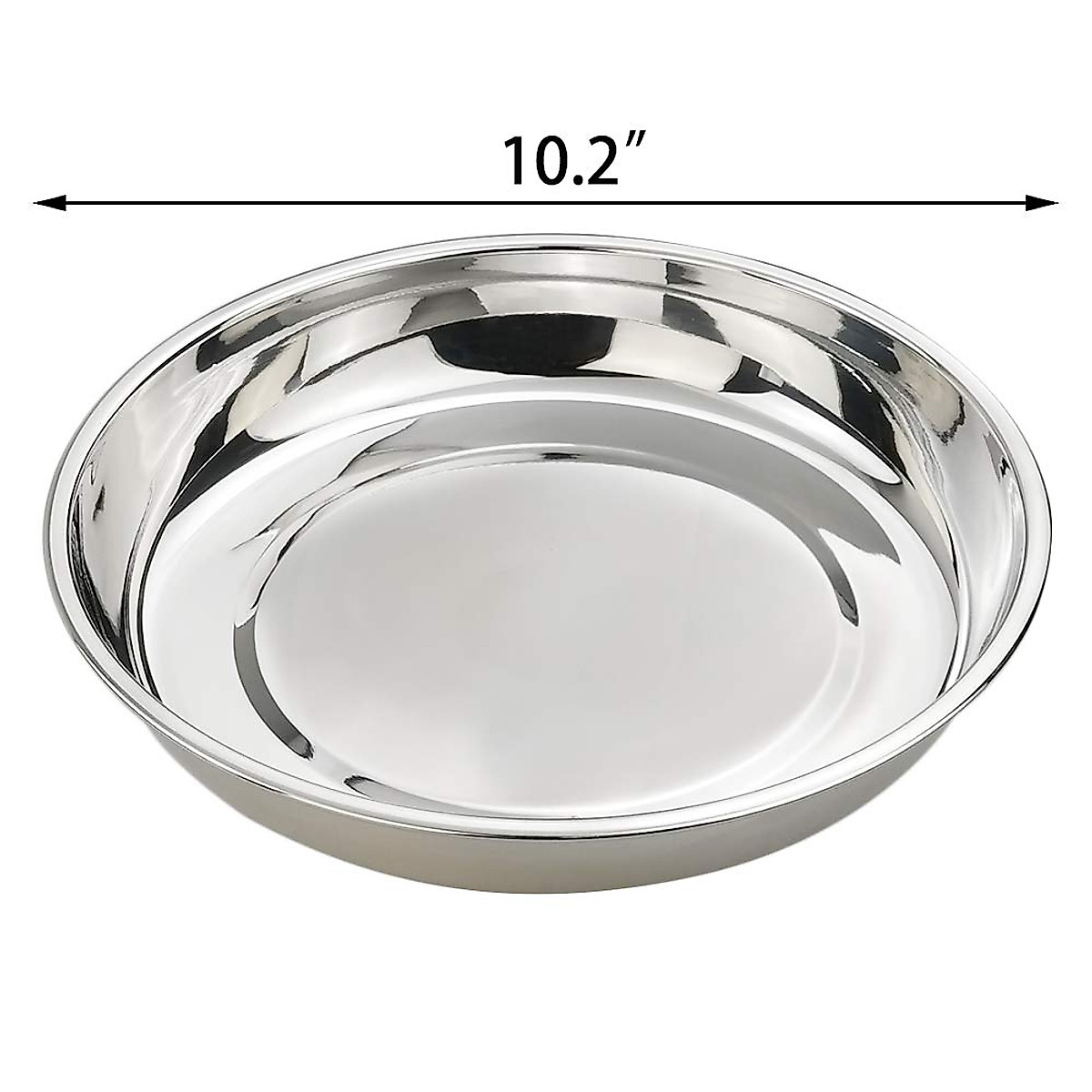 Kekow Stainless Steel Dinner Plate, Large Round Plates, 10-INCH, 4-Pack