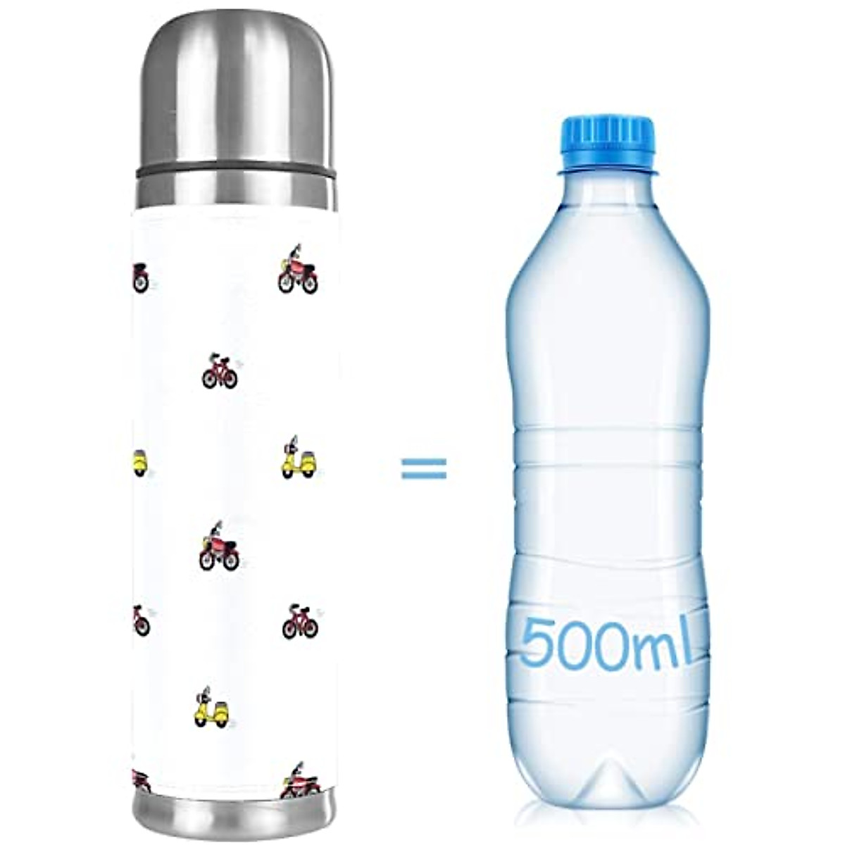 Stainless Steel Leather Vacuum Insulated Mug Motorcycle Thermos Water Bottle for Hot and Cold Drinks Kids Adults 16 Oz