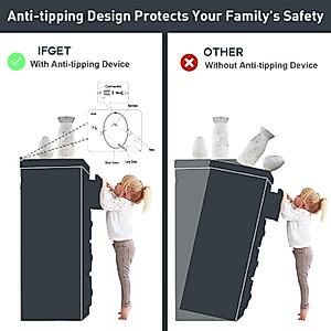 IFGET Farmhouse 8 Drawer Dresser for Bedroom, Tall Chest of Drawers, Chest of Drawers Organizer Storage, Wood Rustic Bedroom Dresser for Closet, Living Room, Hallway,Dark Grey