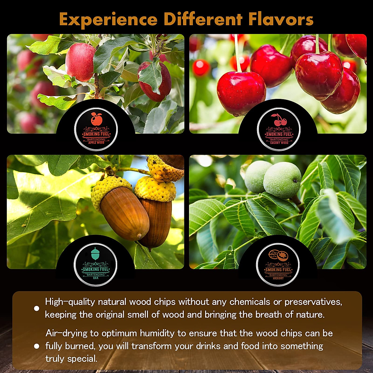 Cocktail Smoker Kit, Old Fashioned Smoker Kit for Bourbon Whiskey Drink, with 4 Different Flavor Wood Smoker Chips, Vodka/Gin/Tequila/Rum Liquor Smoker kit Gifts for Men