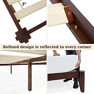 Bme Chalipa 14” King Bed Frame - Wood Platform Bed - Wood Slat Support - No Box Spring Needed - Easy Assembly - Minimalist & Modern Style, Walnut