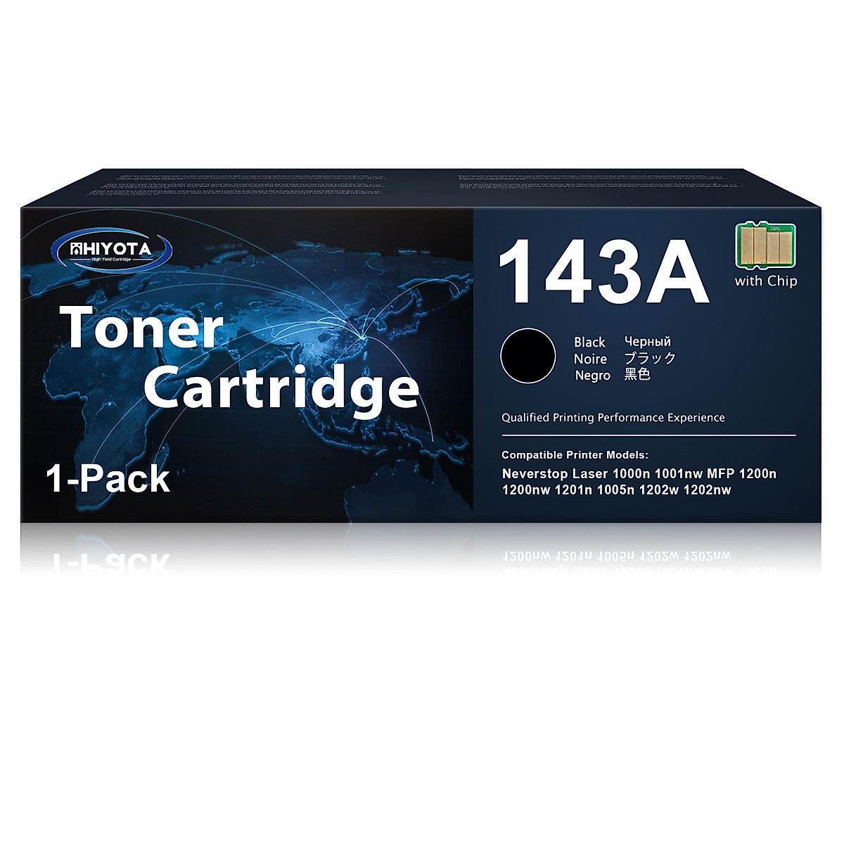 143A | W1143A 1 Pack Black (with Chip) Toner Cartridge Reload Kit Toner Compatible Replacement for HP 143A Neverstop Laser 1000n 1001nw Neverstop MFP 1200n 1200nw 1201n 1005n 1202w 1202nw Printer