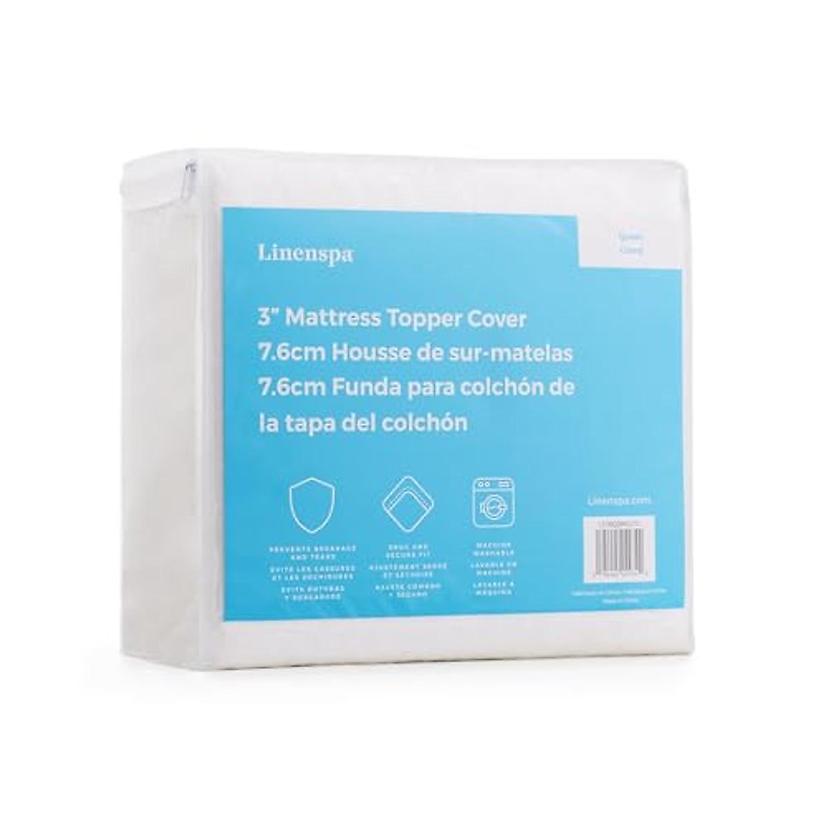 Linenspa Mattress Topper Cover, Twin XL, 3 Inch, Machine Washable - Breathable - Non Slip - Cover for Mattress Topper with Zipper - Topper Cover Only