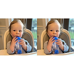 Nuby Tritan No-Spill 10 oz Trainer Cup with Silicone Spout, 360 Weighted Straw & Hygienic Cover, Blue (Pack of 2)