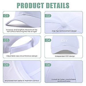 Coume 36 Pcs Blank Baseball Cap Bulk Adjustable Denim Plain Dad Hats Unisex Low Profile Camouflage Cap for Trucker Men Women(White)