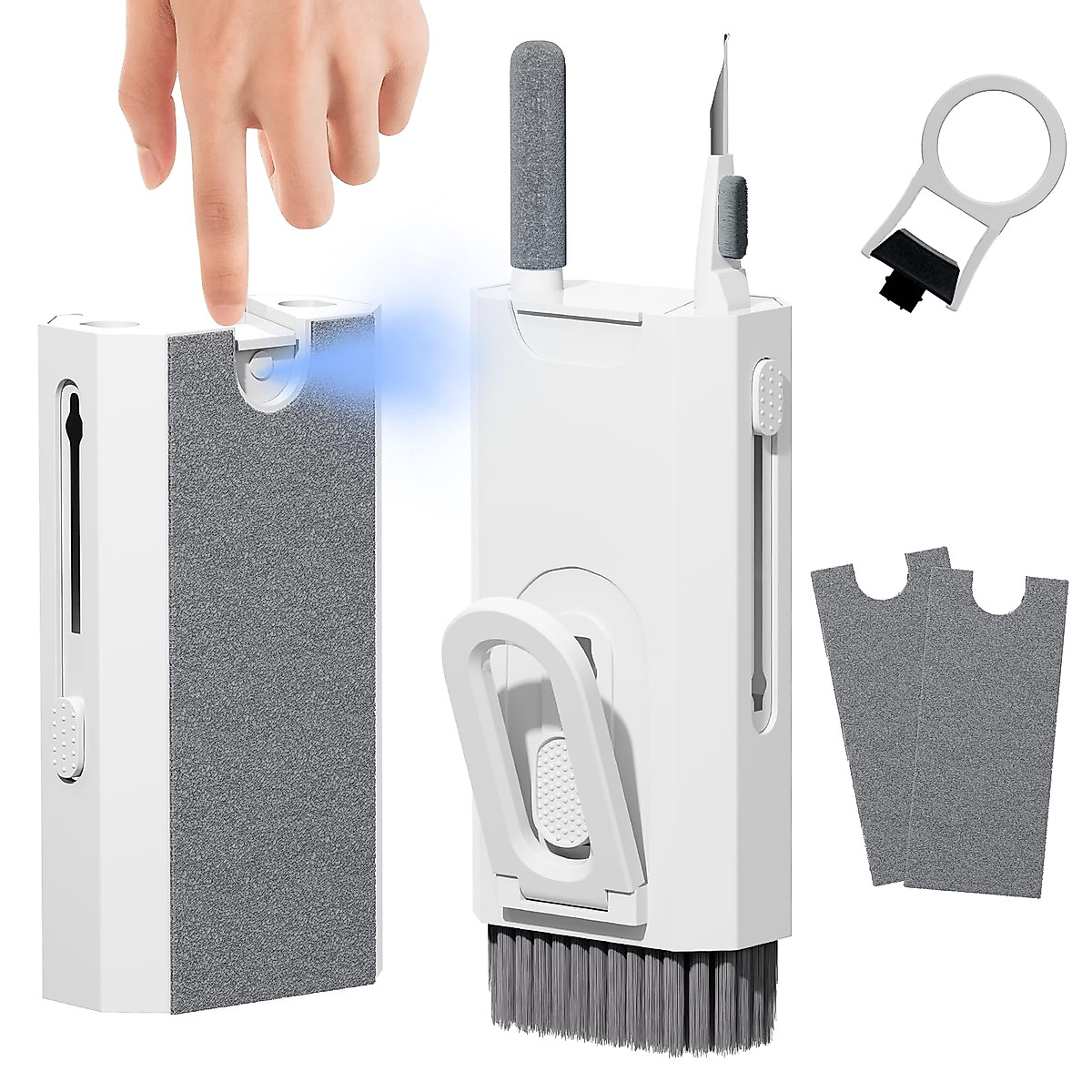 8-in-1 Airpod Cleaner Kit & 2 Extra Cleaning Cloths, Airpods Cleaning Kit, Phone Cleaning Kit, Screen Cleaner, Laptop Cleaning, Keyboard Cleaner, Device Cleaning Kit for Earbuds/MacBook/Earphone