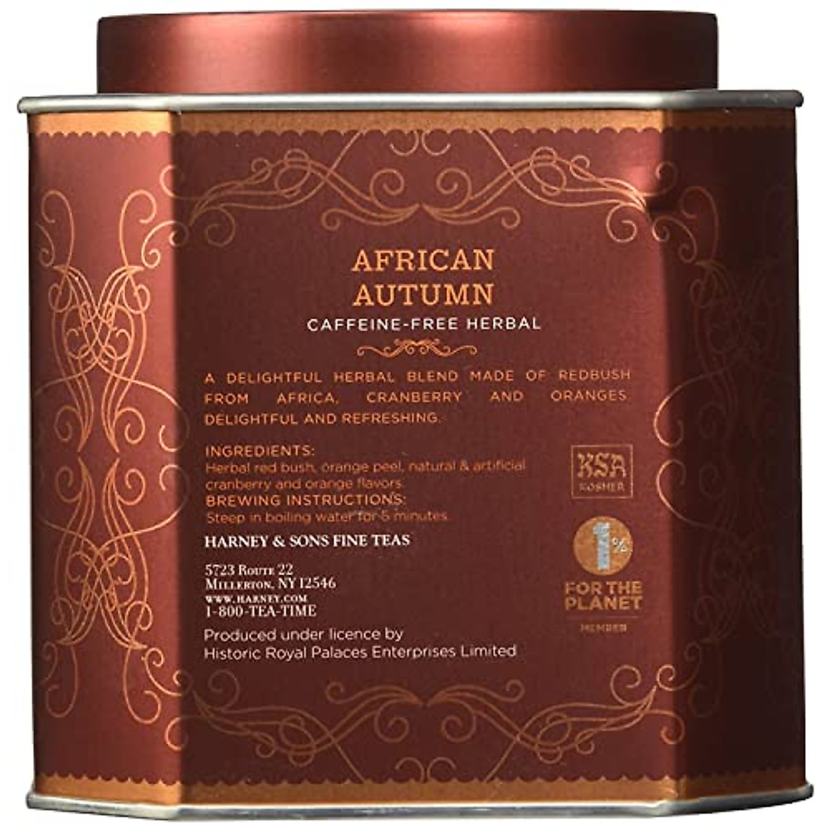 Harney & Sons African Autumn, Herbal Rooibos Tea with Hibiscus, Cranberry, and Orange | 30 sachets, Historic Royal Palaces Collection