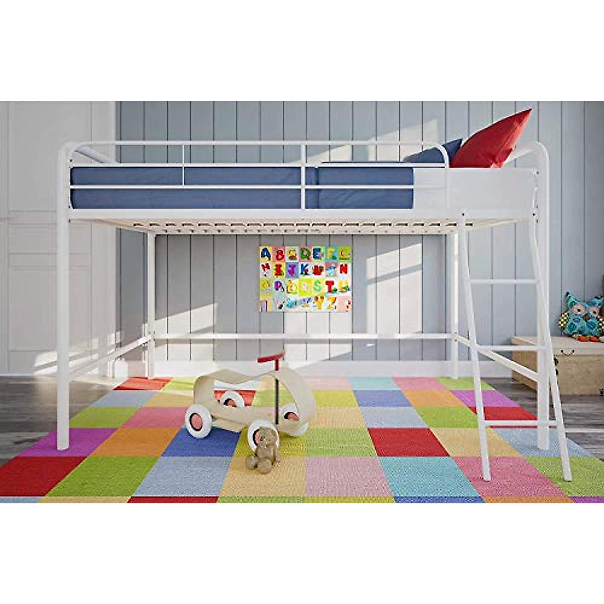 DHP Jett Junior Twin Metal Loft Bed, White