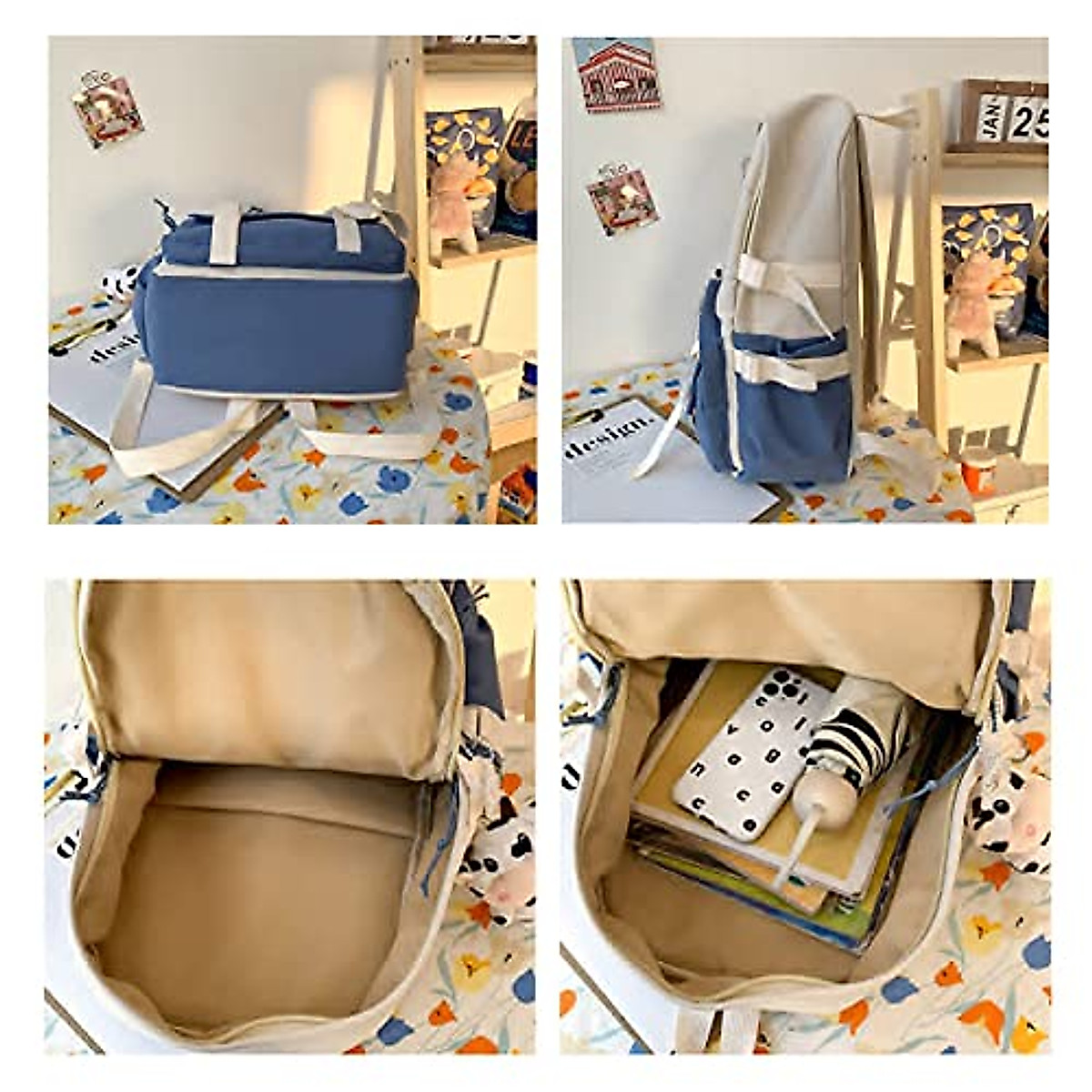 Kawaii Backpack for School Japanese, Aesthetic Backpack for Women Girls Cute Korean Style Bags with with Kawaii Pin and Accessories (Purple)