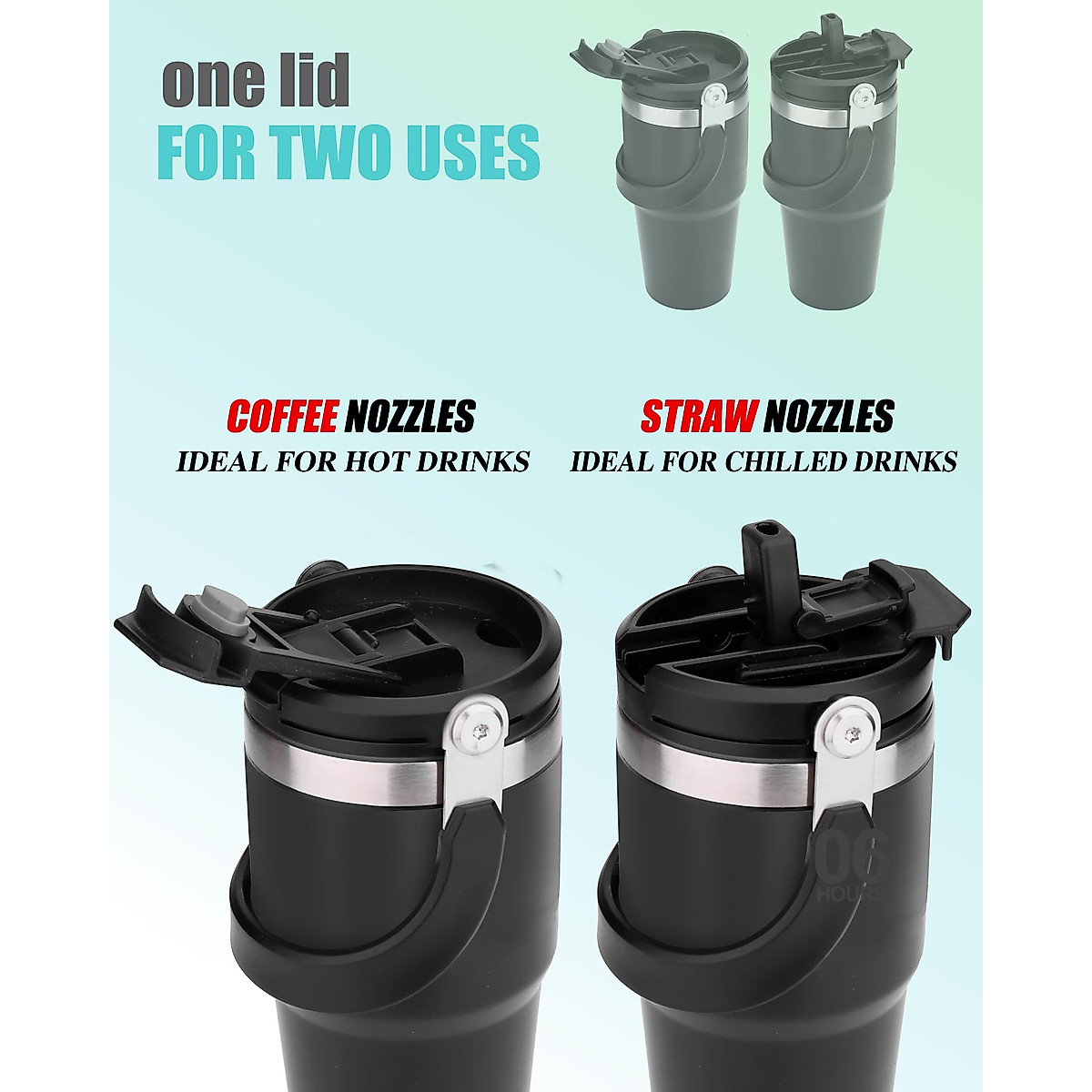 AICMEI 30 oz Tumbler with Handle, Insulated Tumbler with 2-in-1 Lid and Straw, Stainless Steel Vacuum Insulated Iced Coffee Tumbler Cup Water Bottle for Water, Iced Tea or Coffee, Smoothie (30OZ)