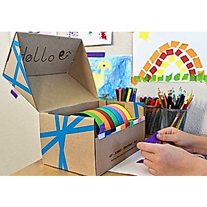 Masking Tape Dispenser by BAM! Tape | Includes 10 Rolls Colored Maker Tape, 1” x 60 Yard, 600 Total Yards | Arts and Crafts Supplies | Multi-Use Labeling, Education, Office, Home, Classroom