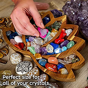Curawood Lotus Crystal Tray for Stones - Display Your Crystals & Healing Stones - Crystal Holder for Stones Display - Crystal Shelf Display for Stones - Crystal Organizer Bowl for Crystals Stones