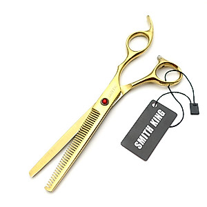 7.0 Inches Hair Cutting Scissors Set with Combs Lether Scissors Case,Hair cutting shears Hair Thinning shears For Personal and Professional (Gold)