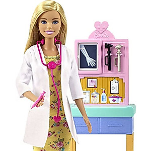 Barbie Careers Doll & Playset, Pediatrician Theme with Blonde Fashion Doll, 1 Patient Doll, Furniture & Accessories