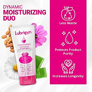 Lubrigyn - Cleansing Lotion, Moisturizing and Replenishing Daily Feminine Wash, Hyaluronic Acid-Enriched Feminine Care for Dry and Delicate Skin, pH Balancing Wash with Fitoextract Complex, 7 fl oz