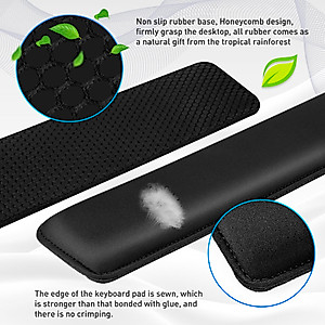 Keyboard Wrist Rest + Mouse Pad + Mouse Wrist Rest Support Set, Memory Foam, Easy Typing Pain Relief, 3Pcs Keyboard Mouse Pad Set for Computer, Laptop, Home & Office (SKK-330)