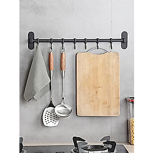 Hook up A Row of Stainless Steel Kitchen Hooks Without Perforation and Traceless Stickers Hook Hanger Bathroom Sticky Hook Rack (Color : Black Size : 7 Hooks) jiangyu1994
