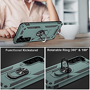 IKAZZ Galaxy S22 Case,Samsung S22 Cover Military Grade Shockproof Heavy Duty Protective Phone Case Pass 16ft Drop Test with Magnetic Kickstand for Samsung Galaxy S22 Pine Green