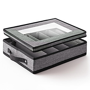 Flatware & Utensil Storage - Durable Silverware Storage Box with Padded Dividers, 5 Compartment Flatware Storage Case, Silverware Case with Handles and Removable Lid - Protects and Organizes Cutlery