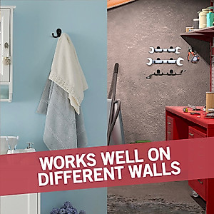 Jack N’ Drill 5 + 1 Pack Double Coat Hooks in Black Finish, Easy to Install, Stronger & More Durable for Heavy Items, Wall Mount Hook for Hanging Towels, Coats, Hats, Heavy Bags, and More