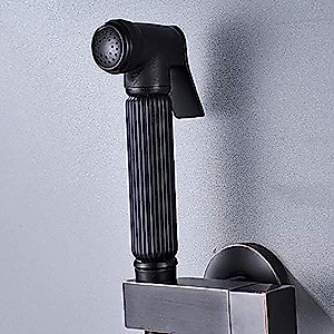 MINJING Bidet Sprayer Head Wall Mounted Bathroom Bidet Faucet Shower Faucet Toilet Bidet Muslim Brass Washer Tap-Black Bronze Bidet