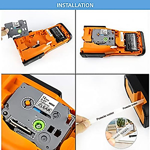 12mm 0.47 Laminated Black on White Label Tape Replacement for TZC231, Label Maker Tape for TZe 131, TZe 231, TZe 431, TZe 531, TZe 631, TZe 731(1Pcs)