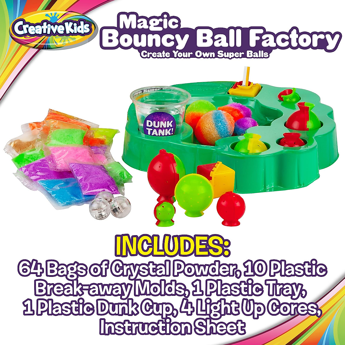 Creative Kids 2 in 1 Arts & Crafts Kit Set for Kids – Make Your Own Bouncy Ball Mega Bundle Set – Make Up to 118 Balls - Party Favor Arts Crafts Activities Gifts Toys for Kids Boys Girls Age 6+