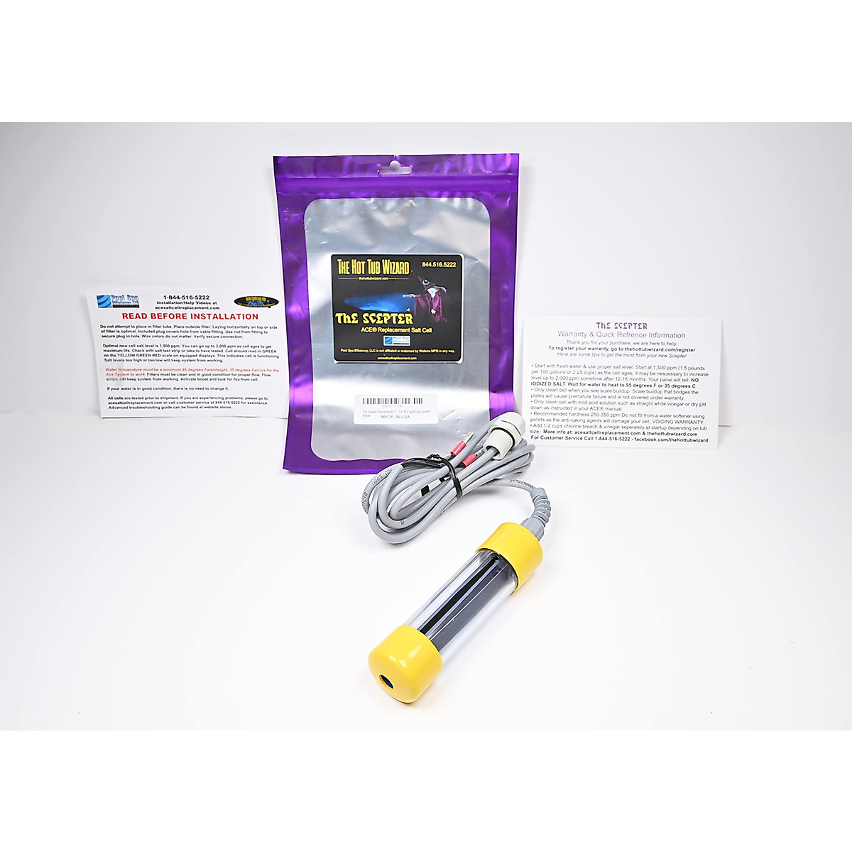 The Hot Tub Wizard - The Scepter Salt Cell® Replacement for ACE® Sanitizing System - Quality Replacement Part - Easy Install