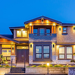 LANFU 12.8inch LED Outdoor Rectangular Modern Wall Sconce Waterproof 12W, Black Exterior Wall Light Fixture Outside for House Patio Garage,2700k Warm White, IP65 Waterproof Up and Down Light (1 PCS)