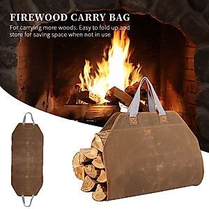 eforsit Firewood Carrier Heavy Duty Waxed Canvas Wood Carrier for Firewood with Handles Fireplace Wood Stove Accessories…