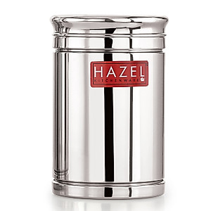 HAZEL Stainless Steel Airtight Container 1800 Ml Steel Storage Box For Kitchen Steel Container Jar For Kitchen Storage Ideal For Storing Rice, Cereal, Pulse, Snacks, Silver