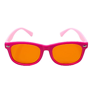 DefenderShield Kids Blue Light Blocking Glasses for Computer, Mobile, Video Games, Gaming (Pink, Orange)
